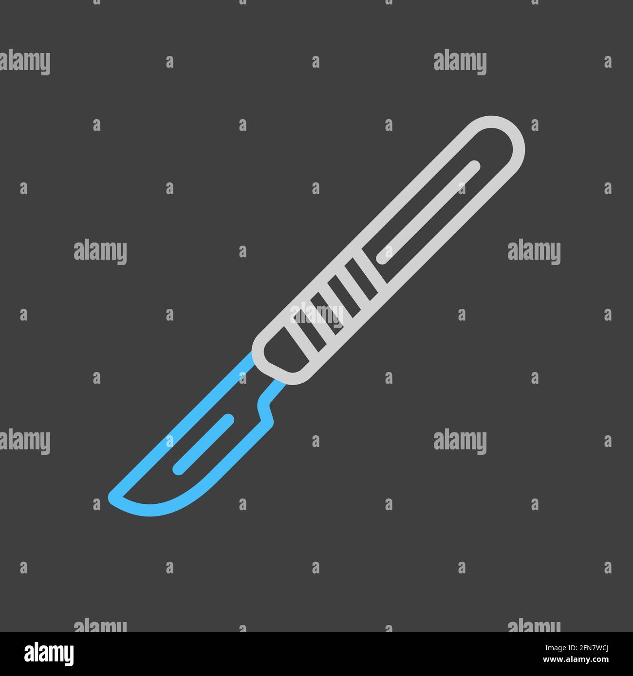 Surgical tools for operations scalpel vector icon on dark background ...