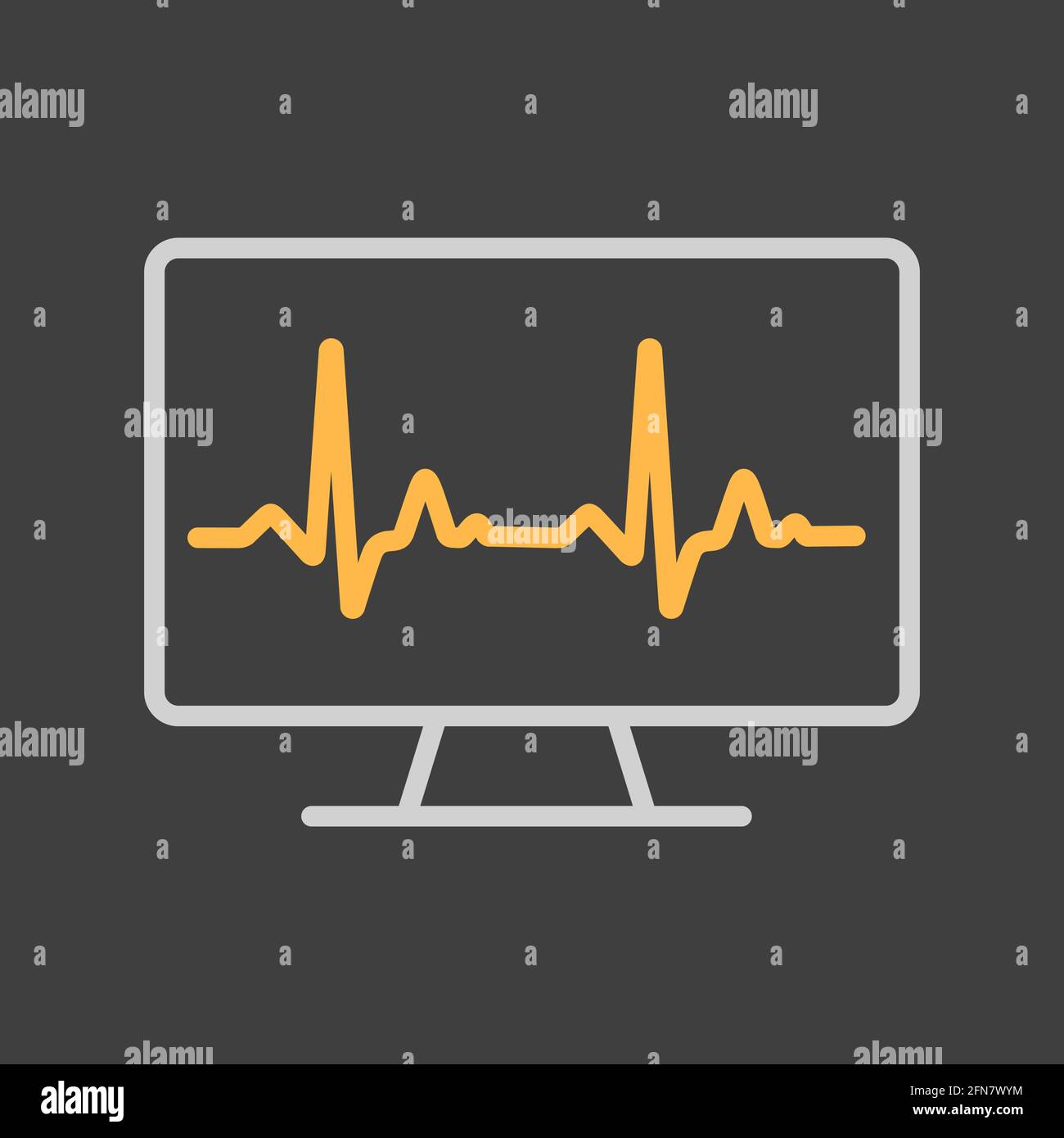 Computer diagnostics vector icon on dark background. Medicine and ...