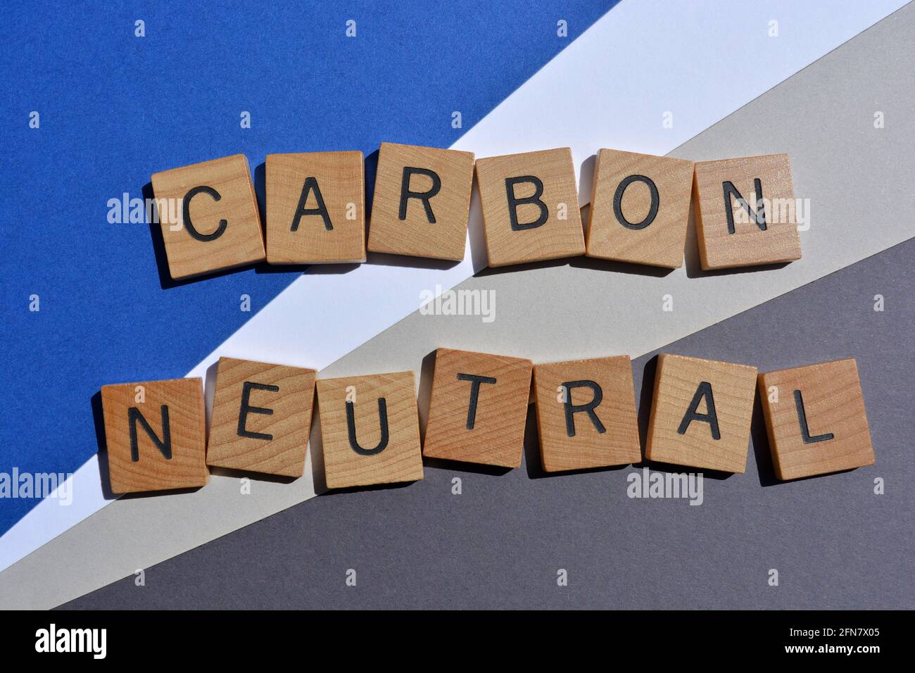 Carbon Neutral, words in wooden alphabet letters isolated on background ...