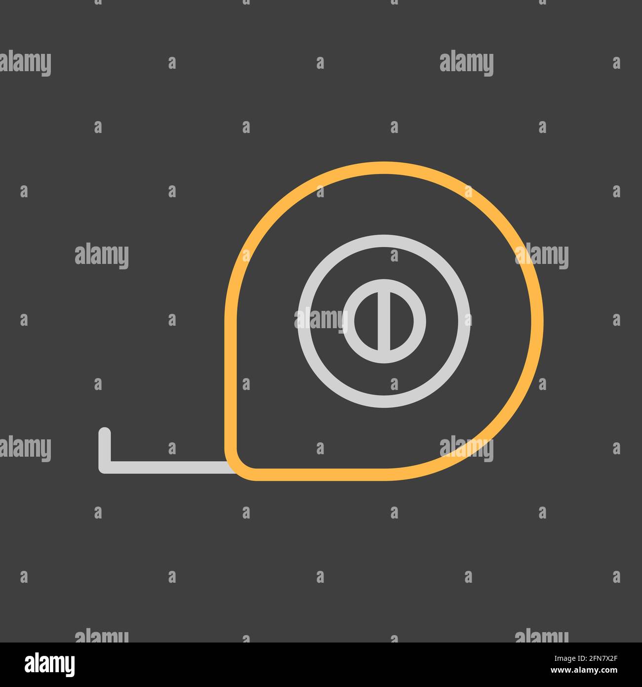 Tape measure vector flat icon on dark background. Construction, repair ...