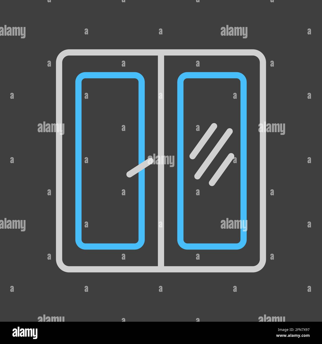 Window vector flat icon on dark background. Casement sign. Construction ...