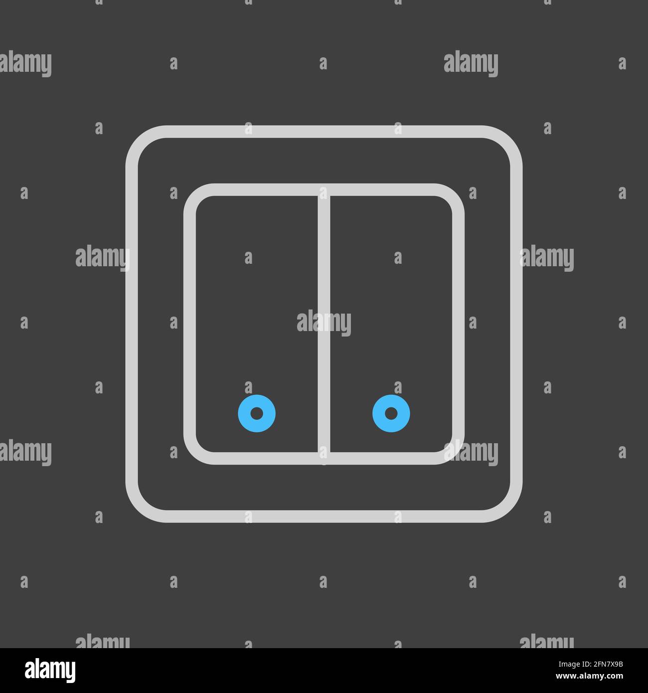 Electrical Switch two buttons icon on dark background. Construction ...