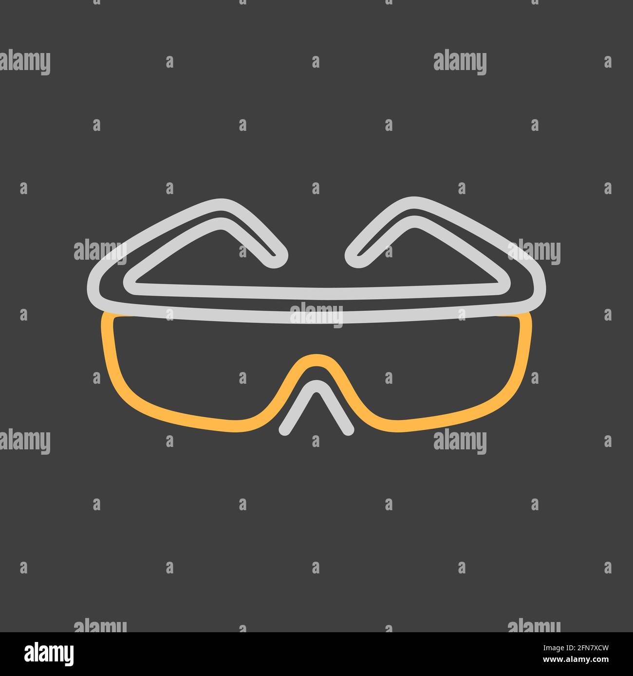 Safety goggles vector flat icon on dark background. Construction ...