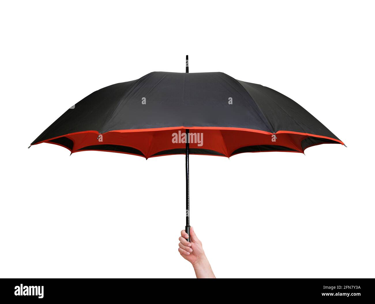 hand holding an umbrella on isolated white background Stock Photo - Alamy