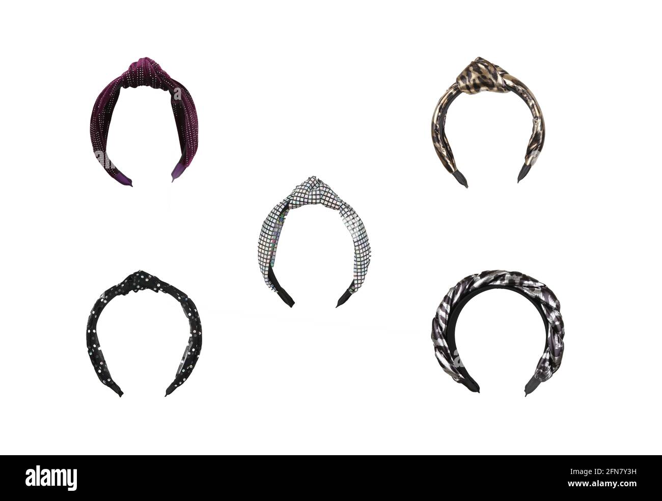 Fabric headband set on isolated white background, front view. The hair ...