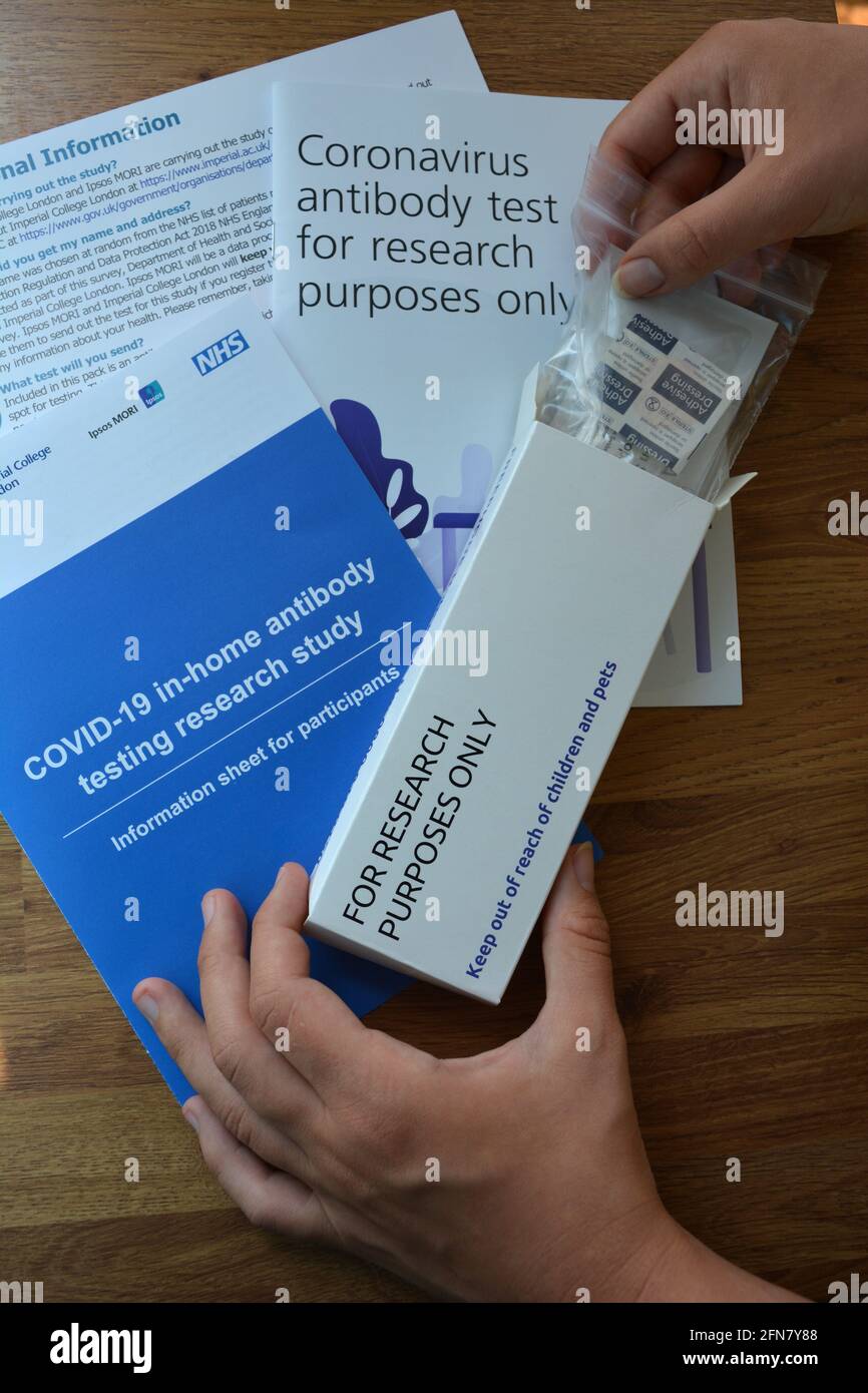 Covid-19 in-home antibody testing research study, leaflets. Test kit in ...
