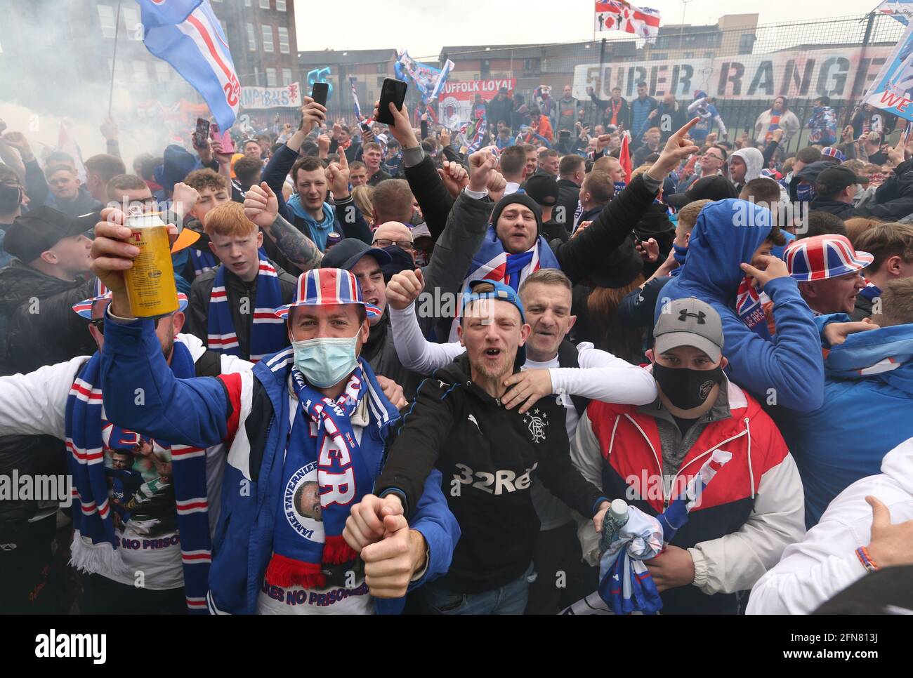 Rangers fans outside the ground before the Scottish Premiership match ...