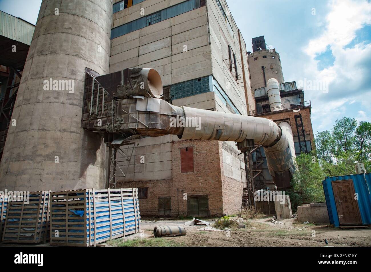 Temirtau, Kazakhstan: Outdated Soviet cement plant. Cement industrial ...