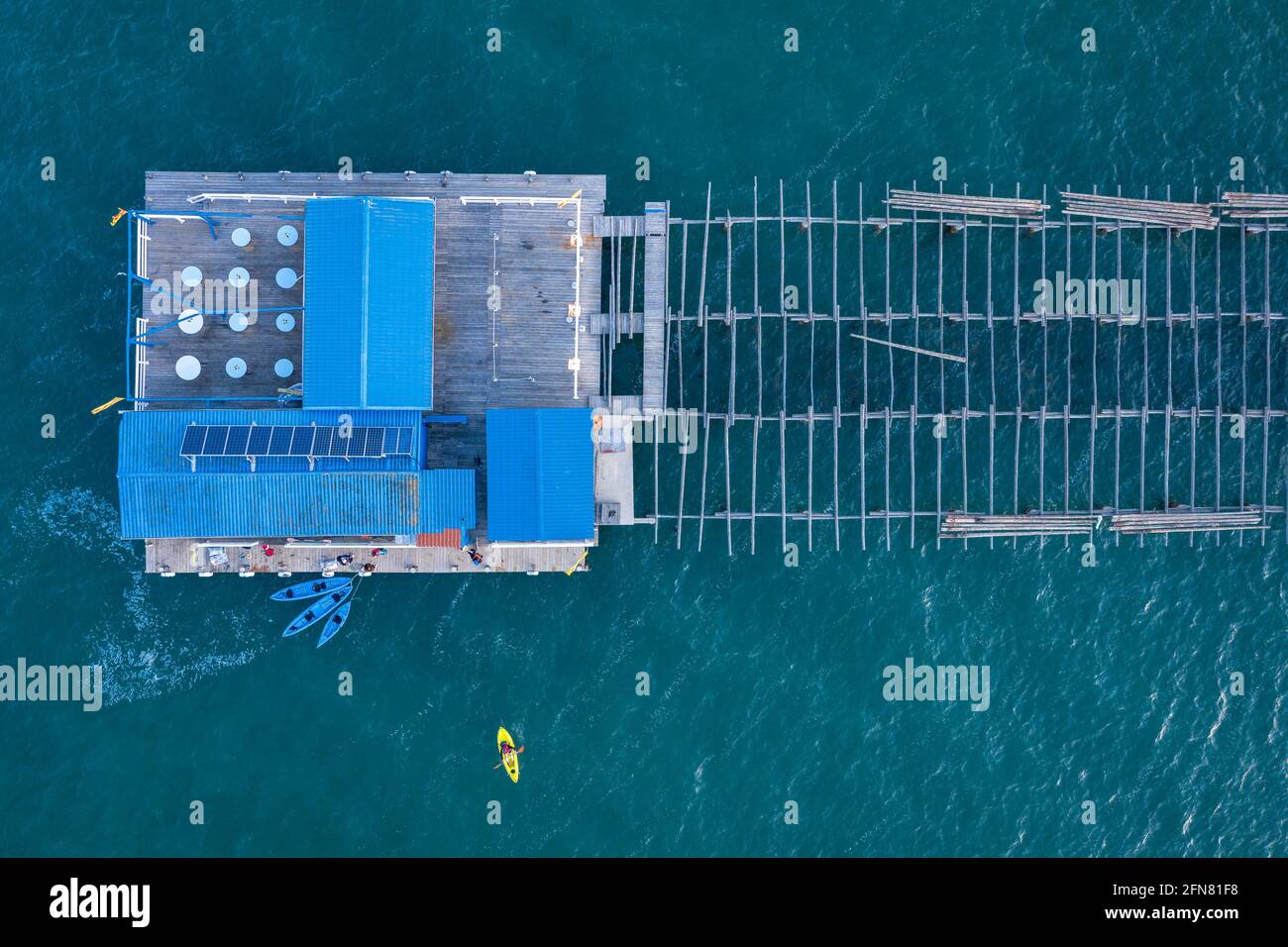 Aerial views of the mussel farms in the Alfacs Bay (Badia dels Alfacs ...