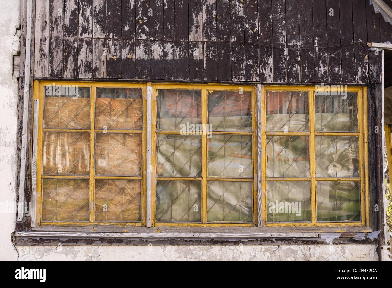 big windows in the workshop hall factory Stock Photo - Alamy