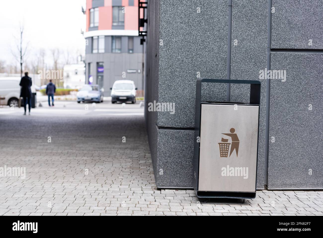 A modern smart trash can on the street Stock Photo - Alamy