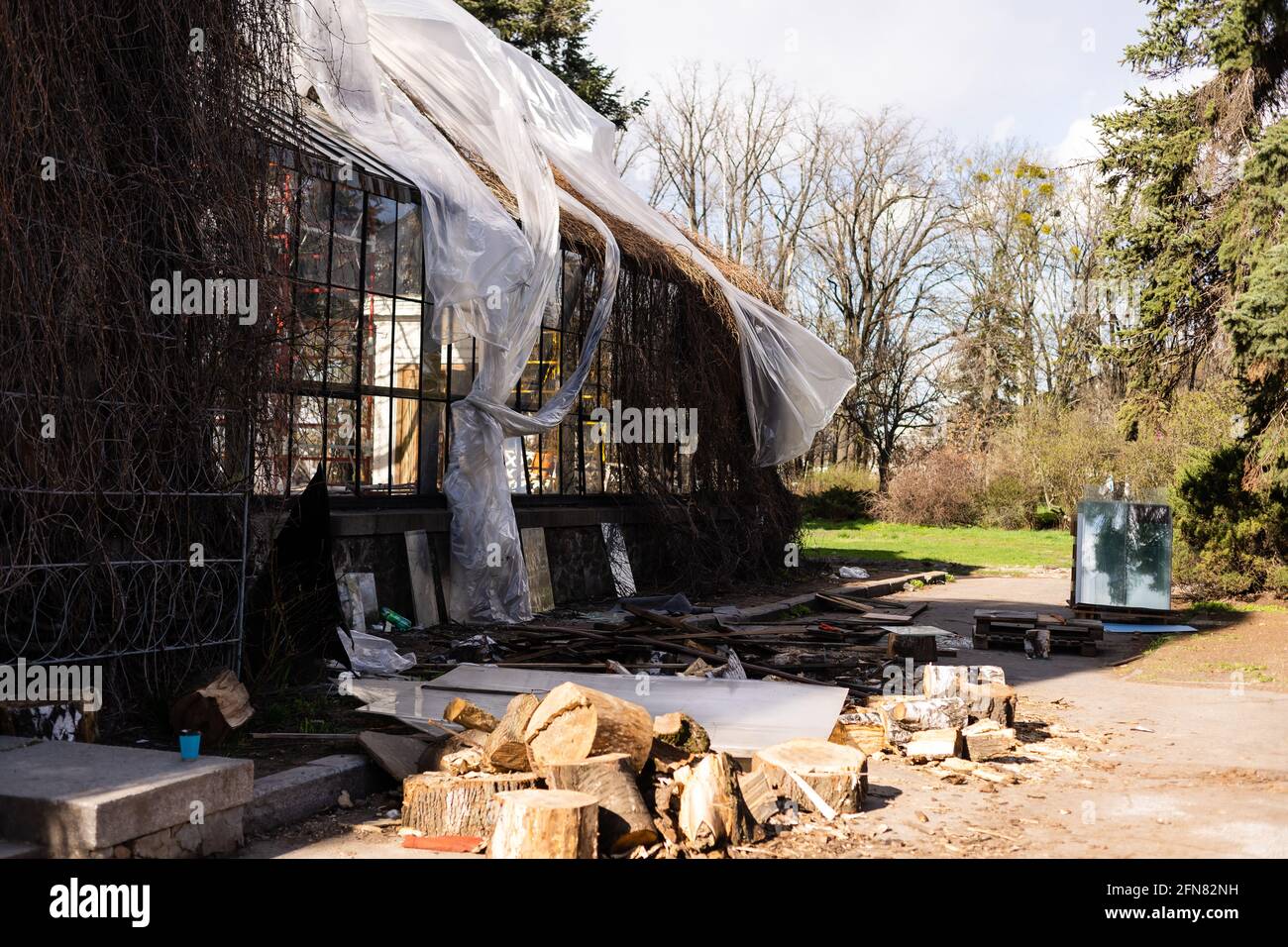 big windows in the workshop hall factory Stock Photo - Alamy