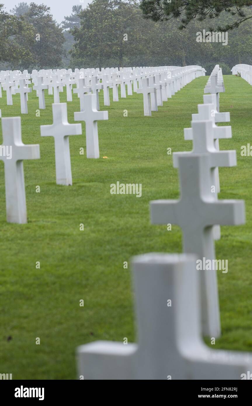 Vertical shot of the Meuse-Argonne American military cemetery and ...