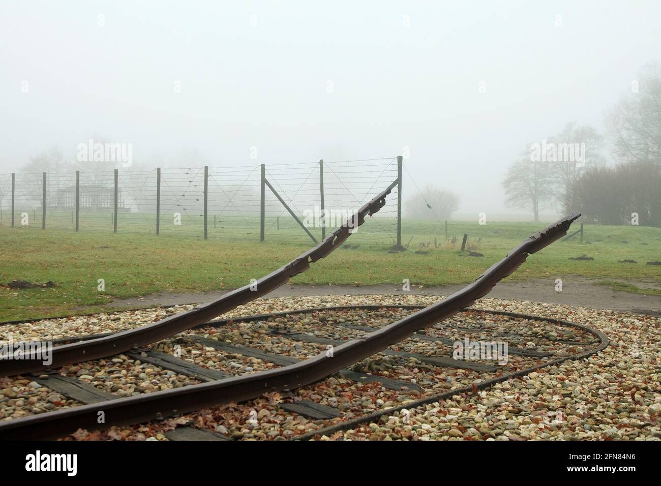Monument at transit camp Westerbork in the Netherlands. From here the ...