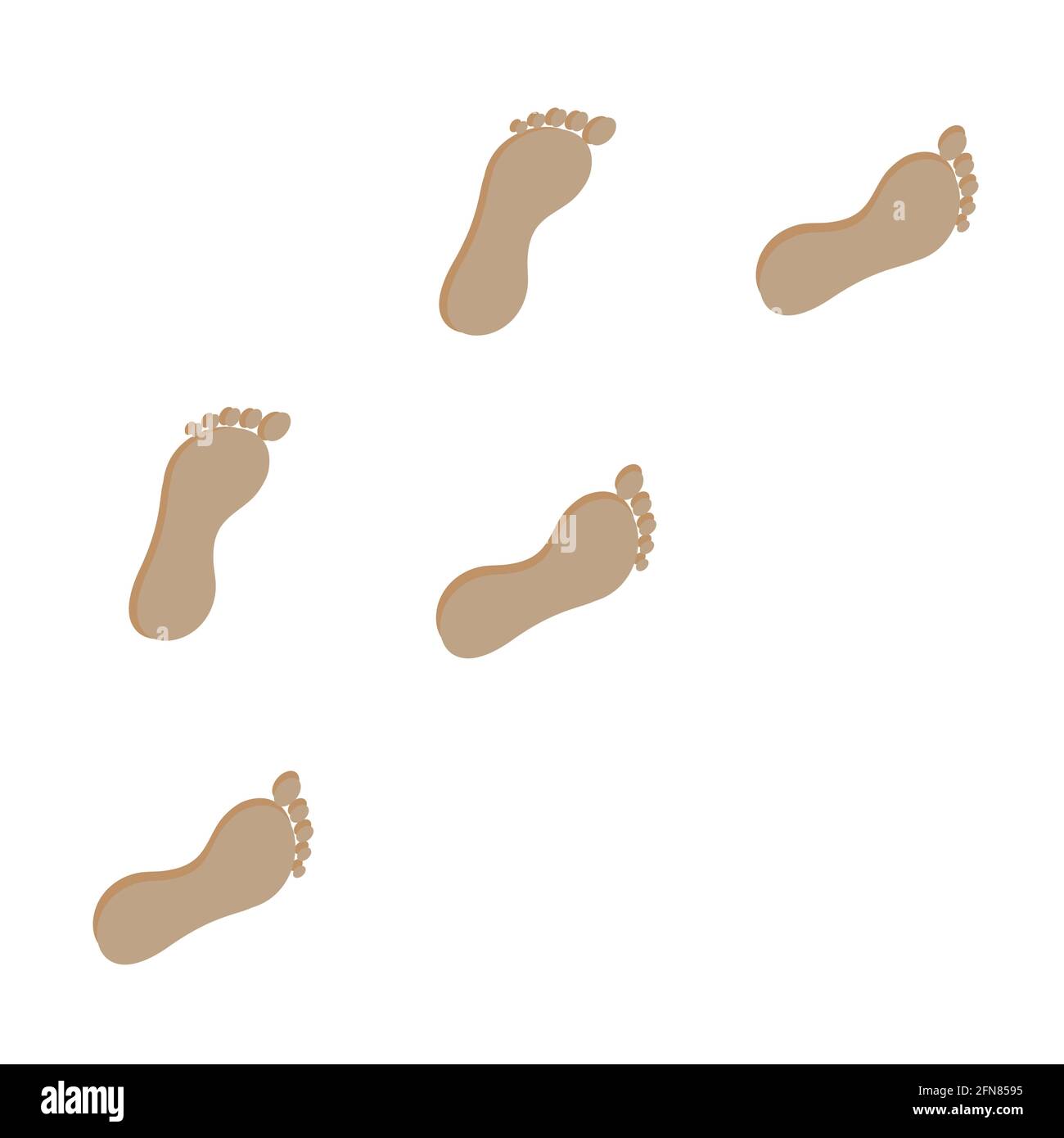 Traces. Barefoot human footprints path on a white background. Human ...