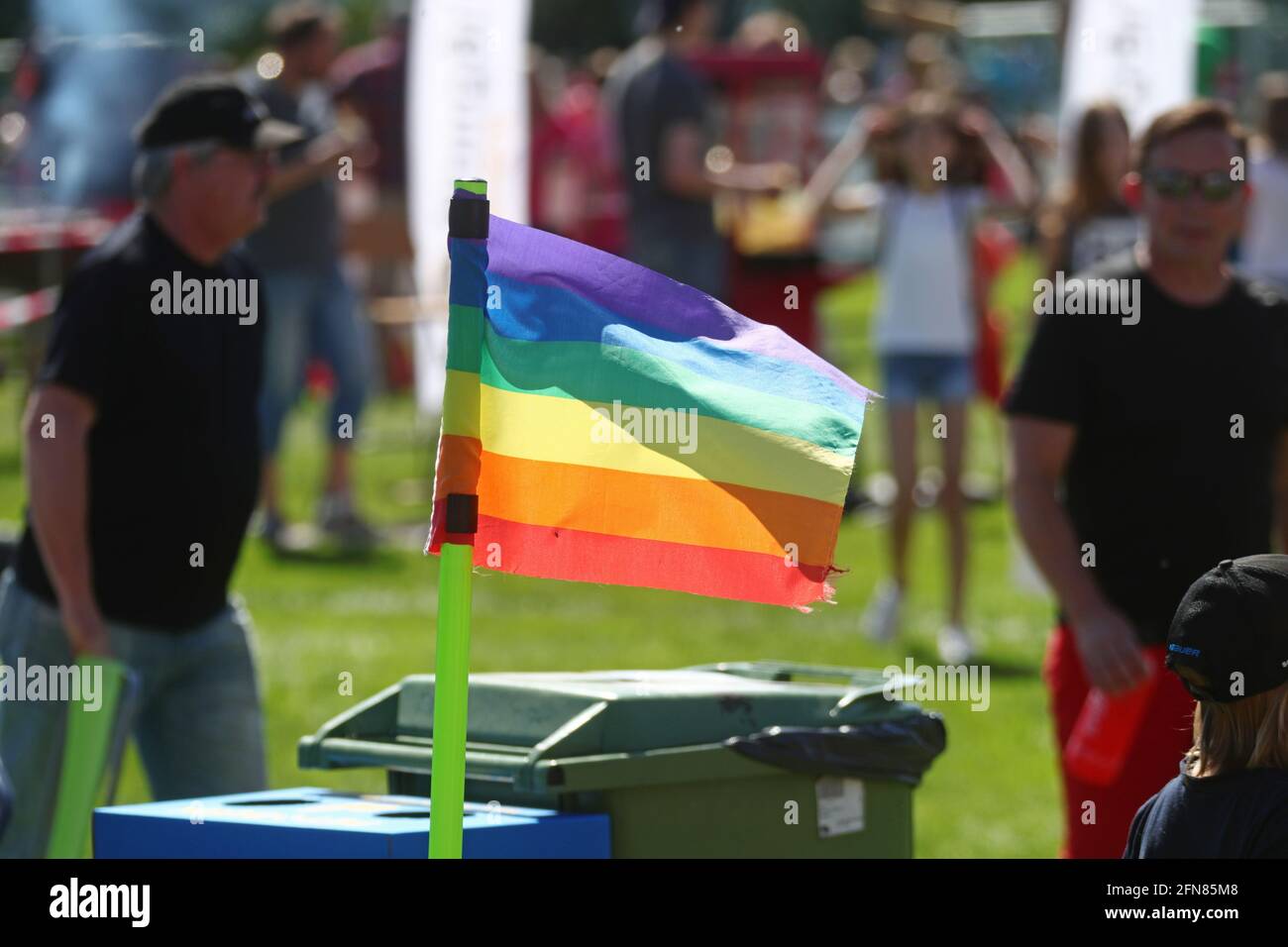 A pride flag as a corner flag at a football field Stock Photo - Alamy