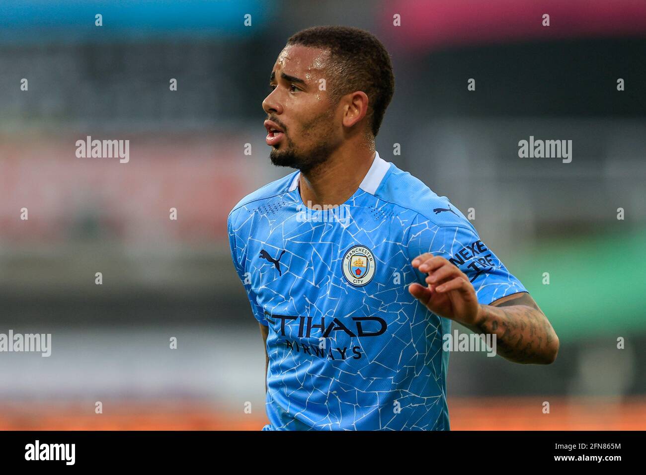 Newcastle, UK. 14th May, 2021. Gabriel Jesus #9 of Manchester City ...