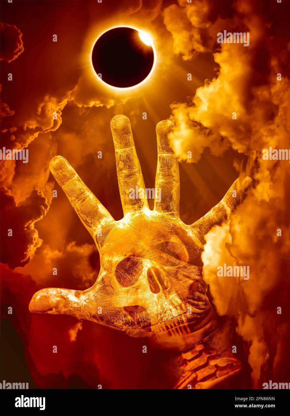 Amazing scientific natural phenomenon. Double exposure of total solar ...