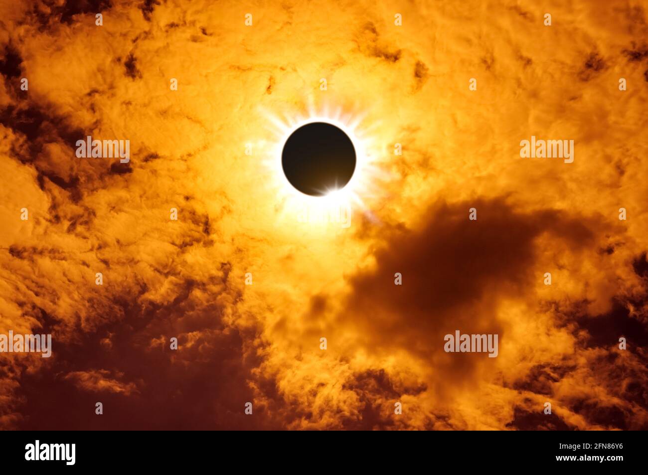 Scientific natural phenomenon. The Moon covering the Sun. Total solar ...