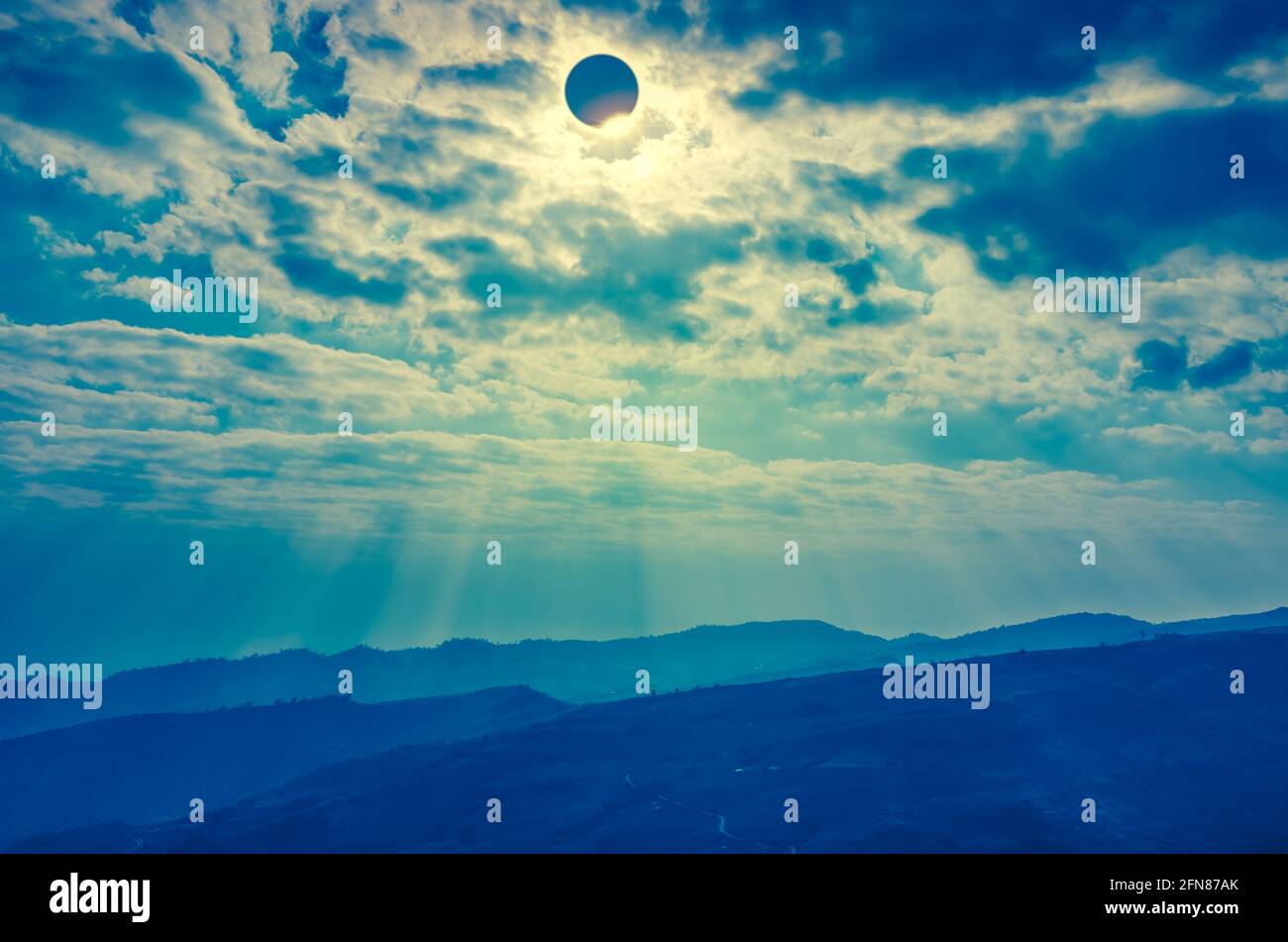 Amazing scientific natural phenomenon. The Moon covering the Sun. Total ...