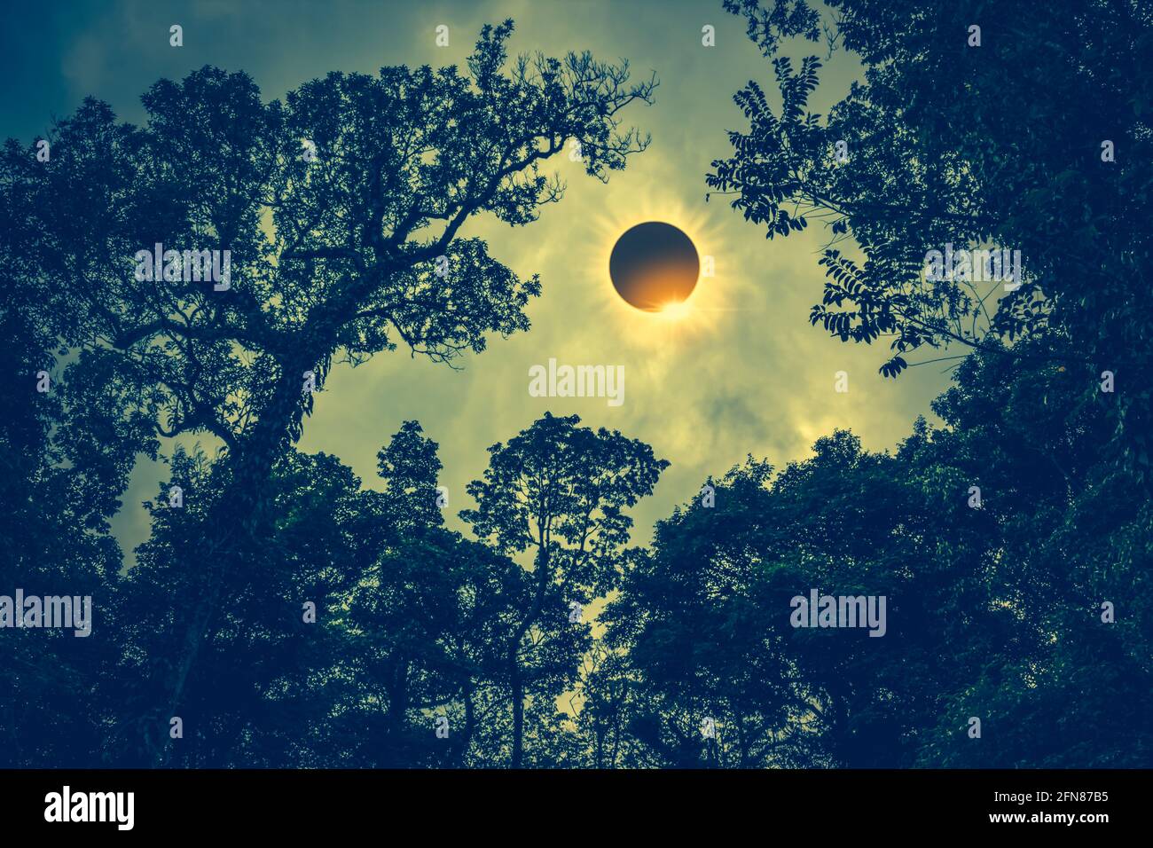 Amazing scientific natural phenomenon. The Moon covering the Sun. Total ...