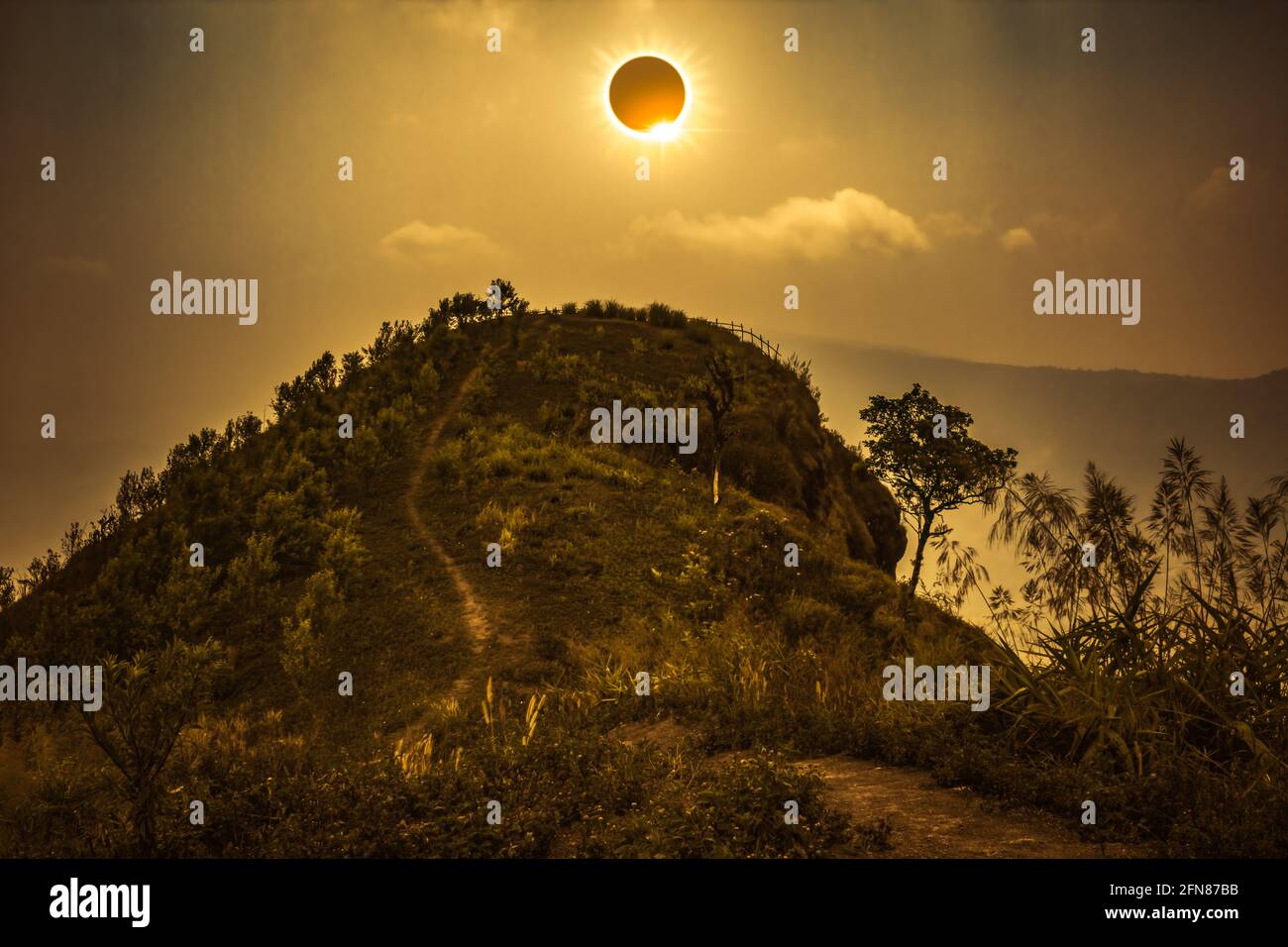 Amazing scientific natural phenomenon. The Moon covering the Sun. Total ...