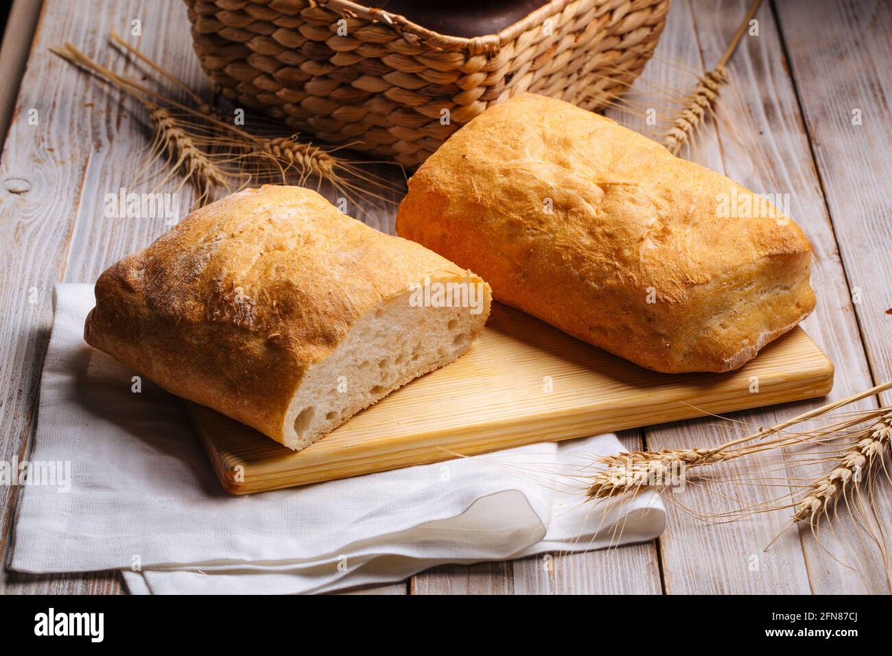 Italian white bread loaves of ciabatta Stock Photo - Alamy
