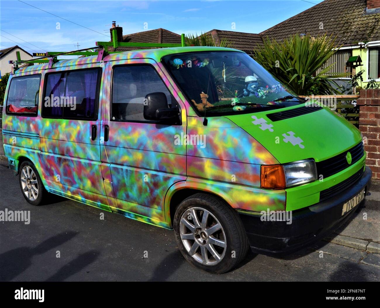 Multicoloured VW Campervan Staycation 2021 Stock Photo - Alamy