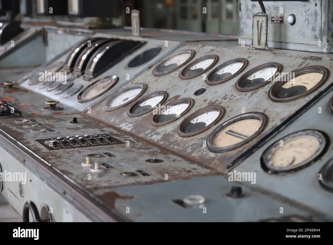 Control Panel of an old Power Plant Stock Photo - Alamy