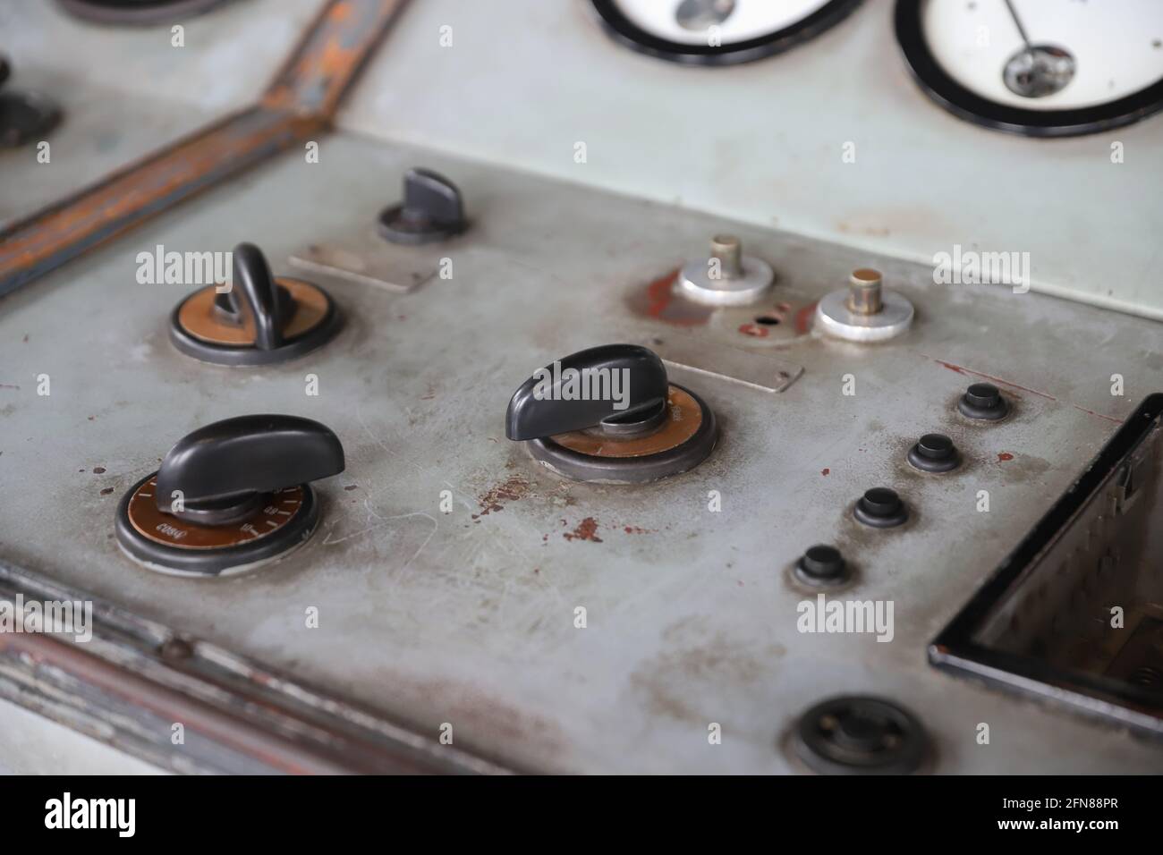Control Panel of an old Power Plant Stock Photo - Alamy