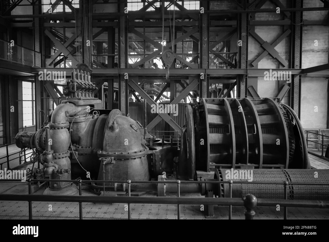 Old Engine of an old Power Plant Stock Photo - Alamy