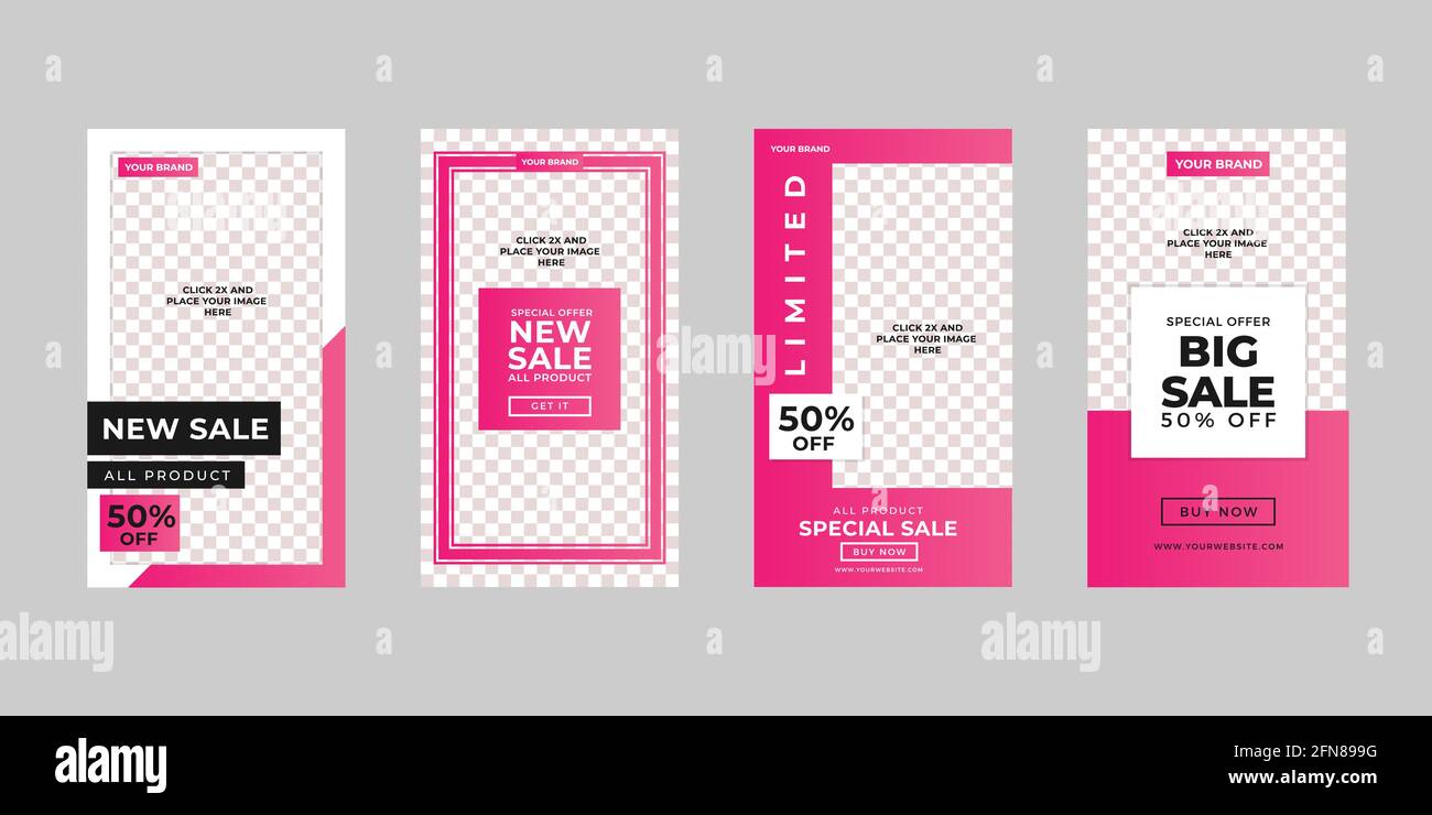 Social Media Stories Banner Templates with image placeholder, Branding ...