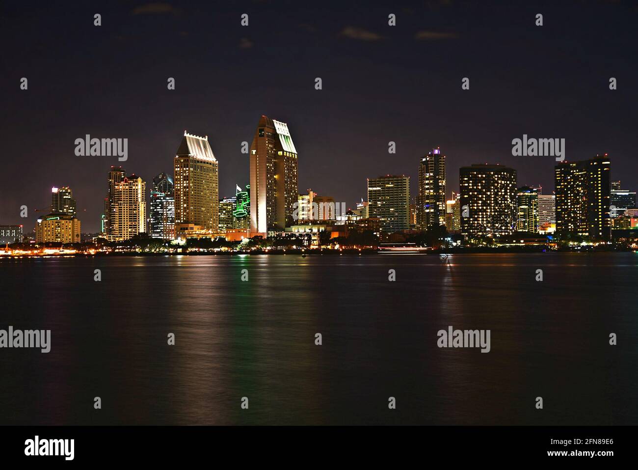 Golden hour nightscape with panoramic view of San Diego Skyline as seen ...