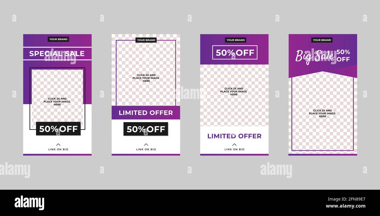 Social Media Stories Banner Templates with image placeholder, Branding ...