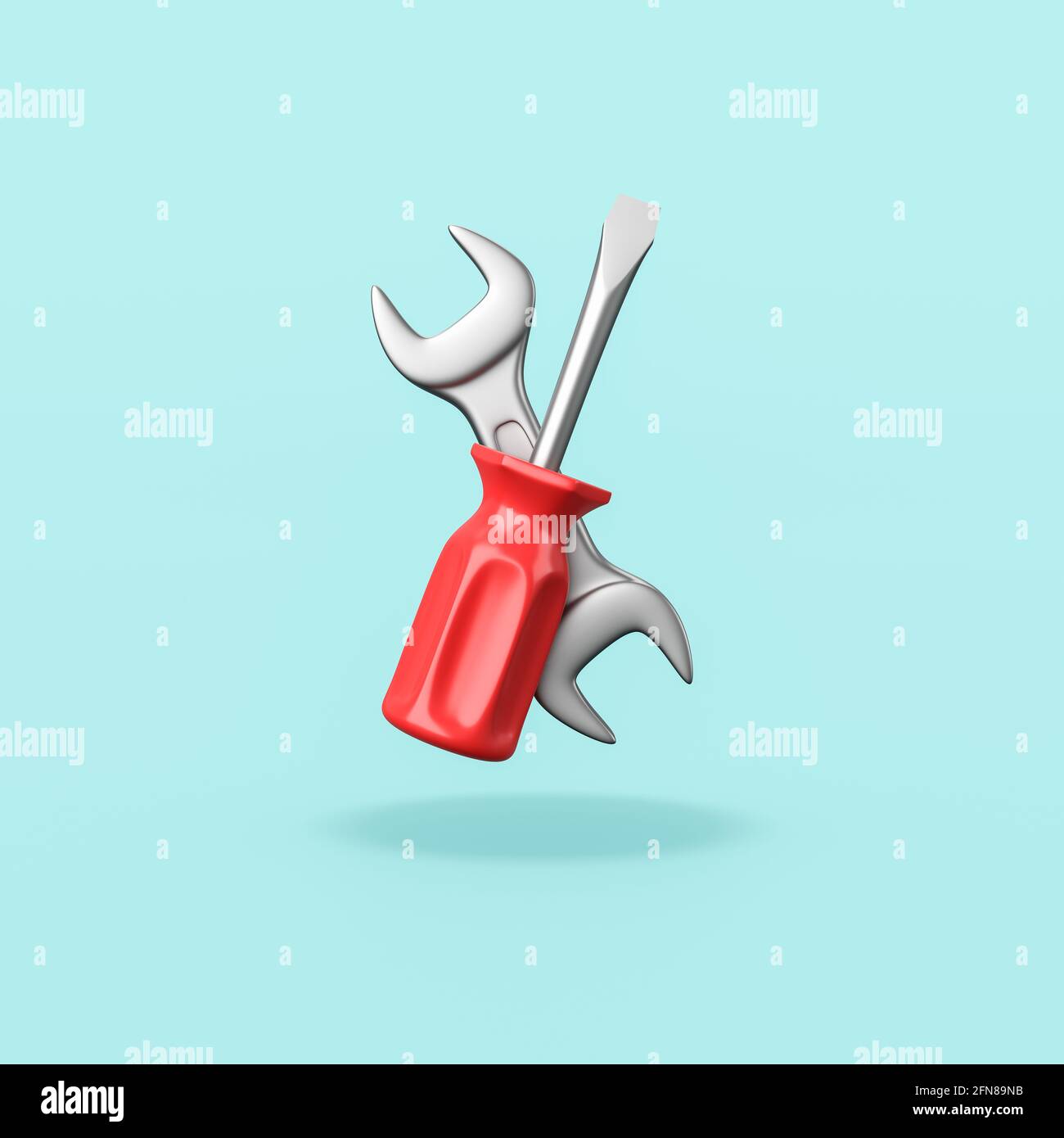 Hand Tools on Blue Background, Fix Concept Stock Photo - Alamy