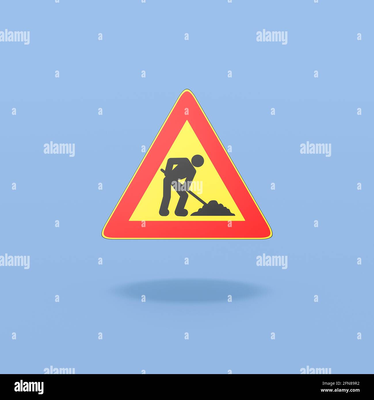 Work in Progress Triangle Road-Sign on Blue Background Stock Photo - Alamy