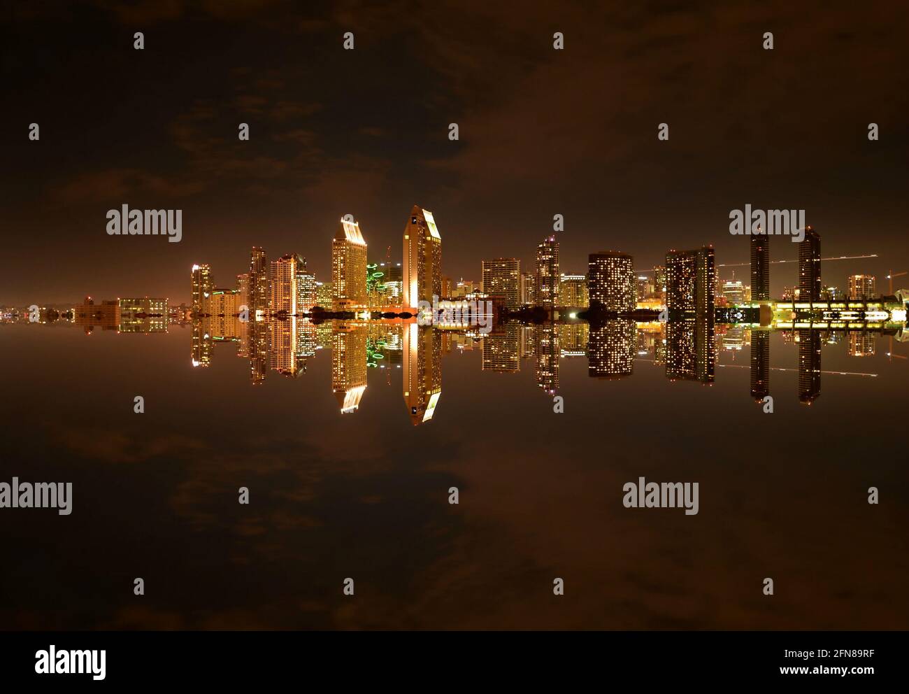 Golden hour nightscape with panoramic view of San Diego Skyline as seen ...