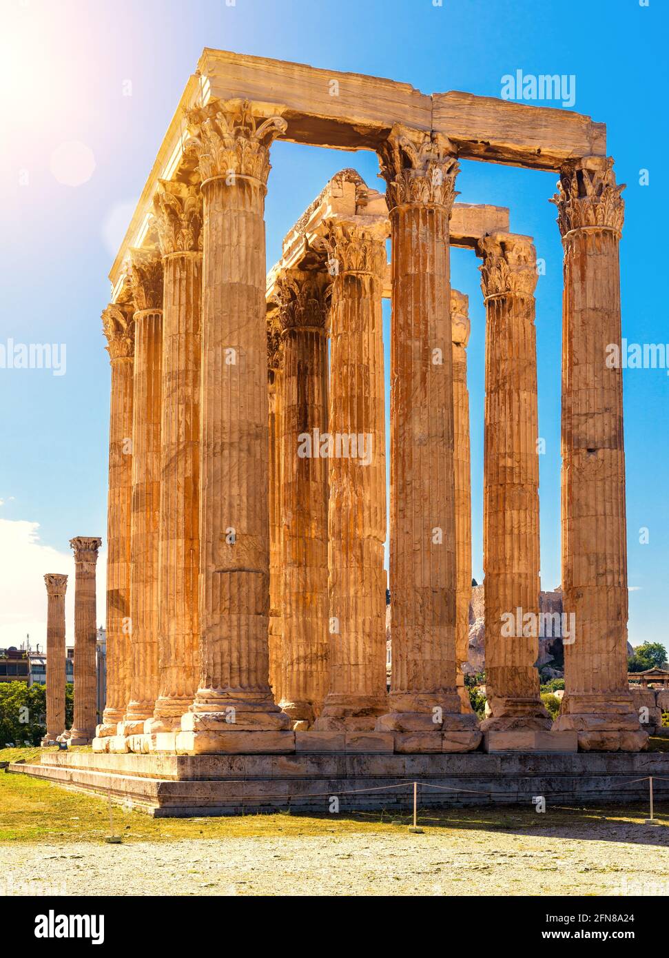 Zeus temple in sunlight, Athens, Greece. It is famous monument and ...