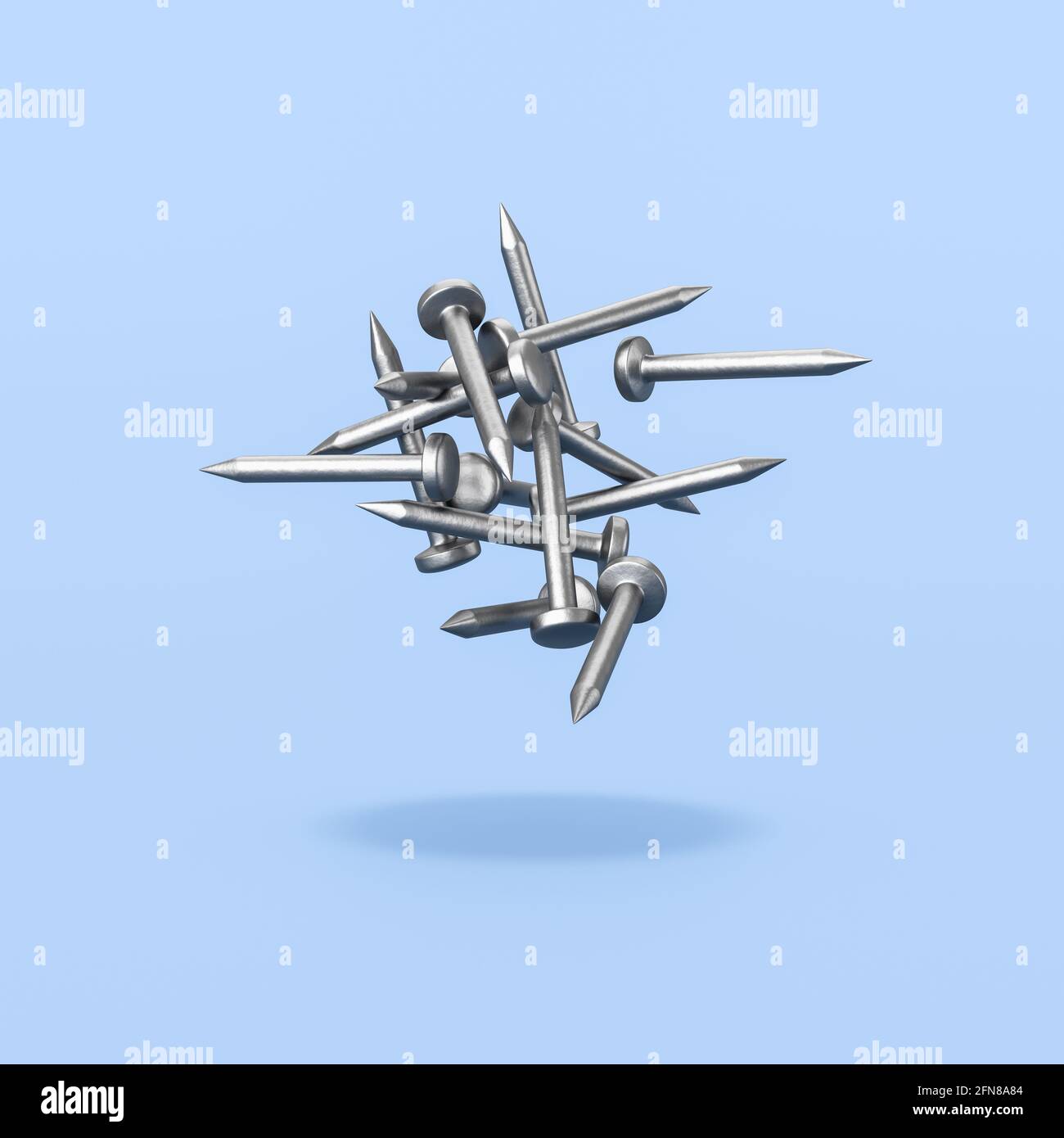 Iron Nails on Blue Background Stock Photo - Alamy