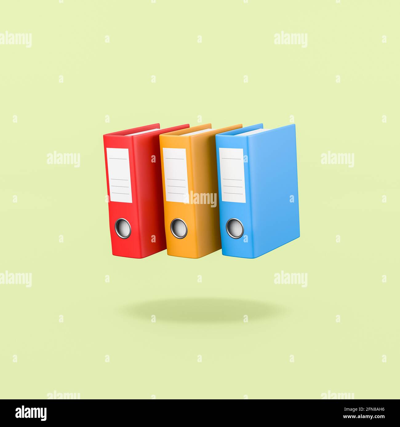 Set of Binders on Green Background Stock Photo - Alamy
