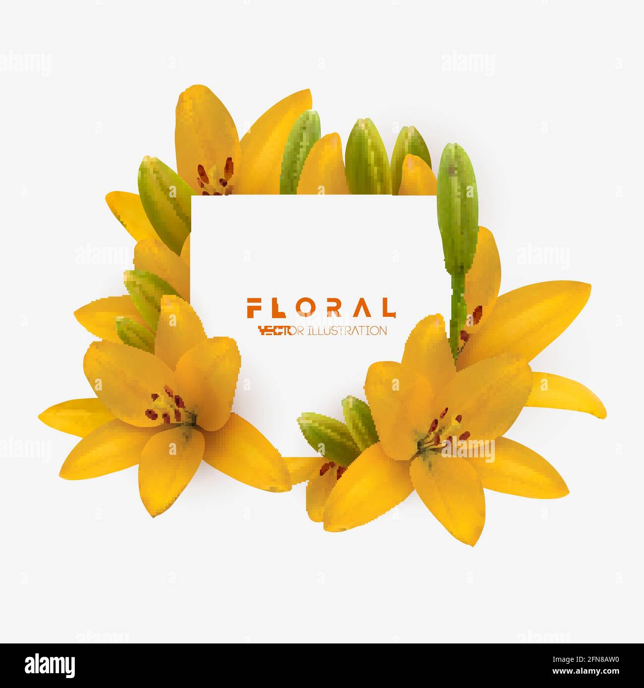 Yellow lily flower bouquet isolated. Vector illustration of yellow ...