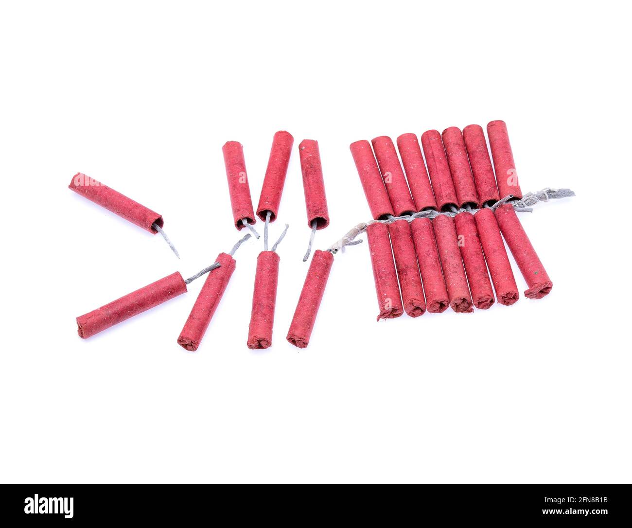 Red Firecrackers isolated on white background Stock Photo - Alamy