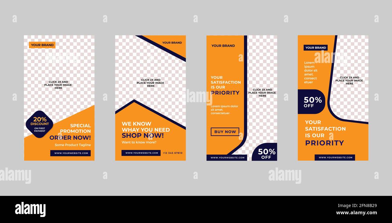 Social Media Stories Banner Templates with image placeholder, Branding ...
