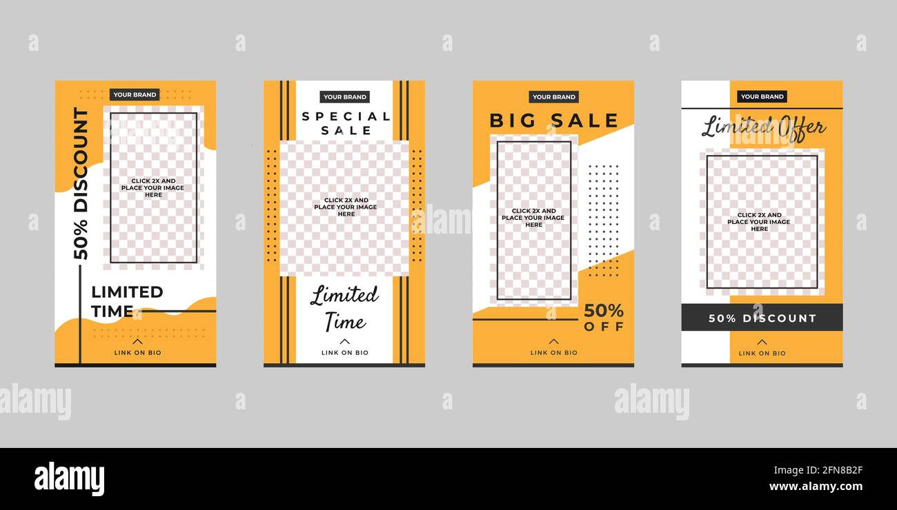 Social Media Stories Banner Templates with image placeholder, Branding ...