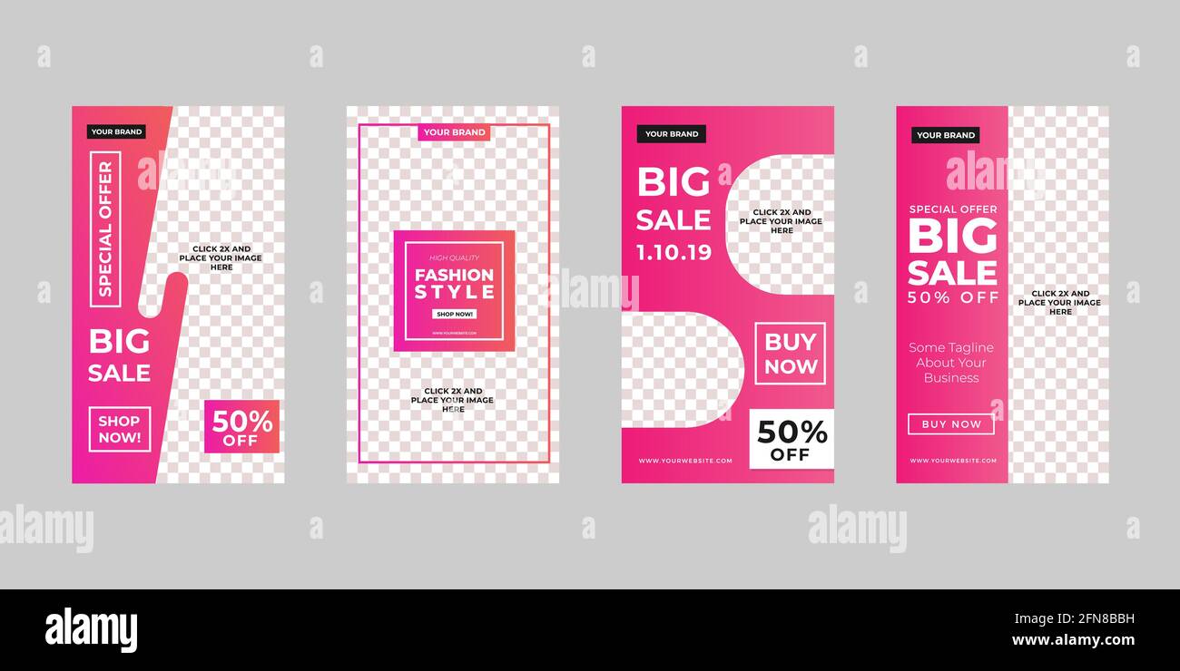 Social Media Stories Banner Templates with image placeholder, Branding ...