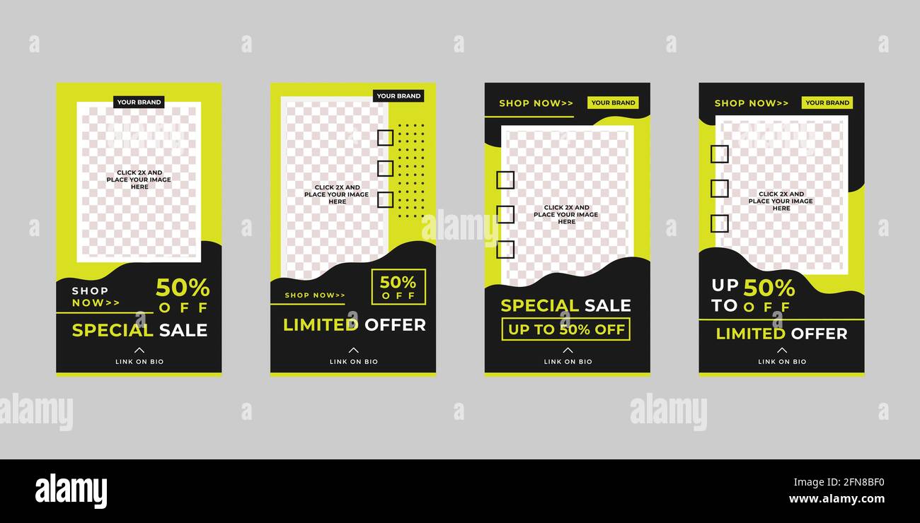 Social Media Stories Banner Templates with image placeholder, Branding ...