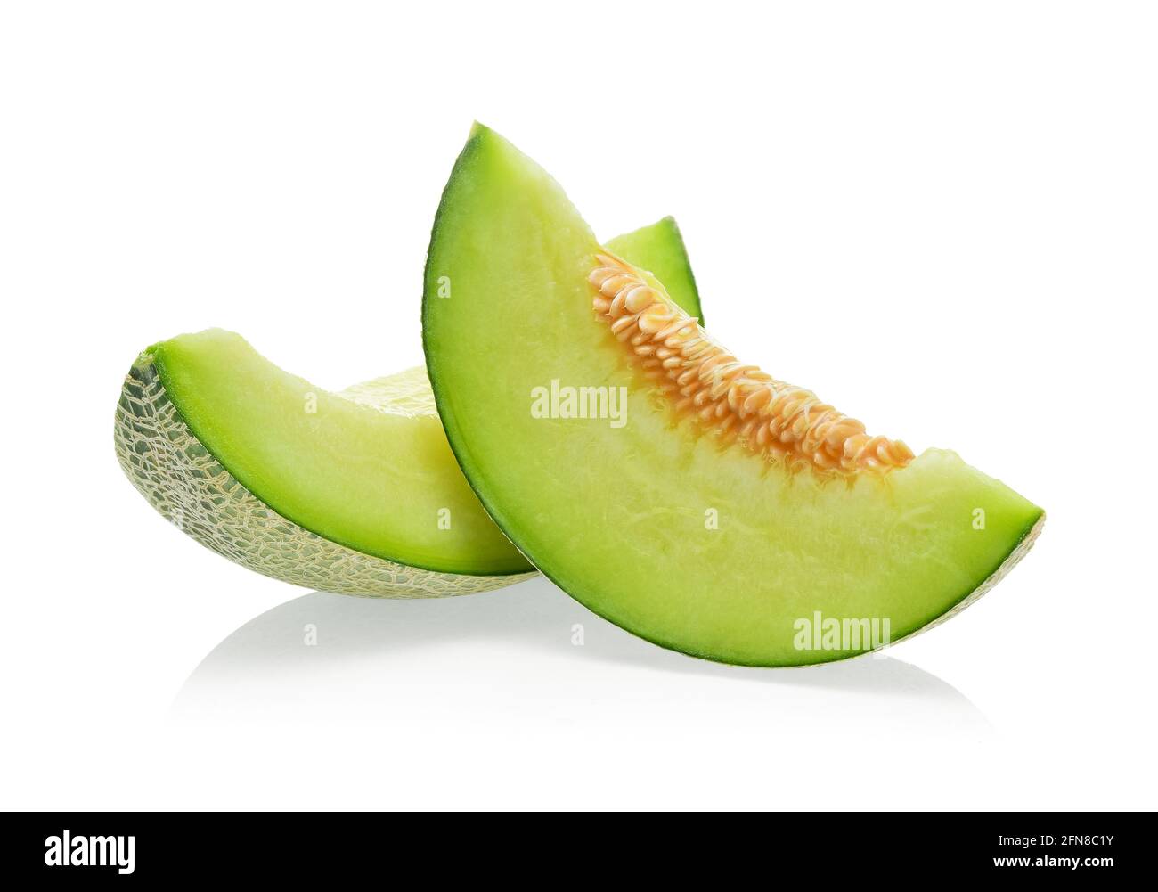 Slices of melon isolated on white background Stock Photo - Alamy
