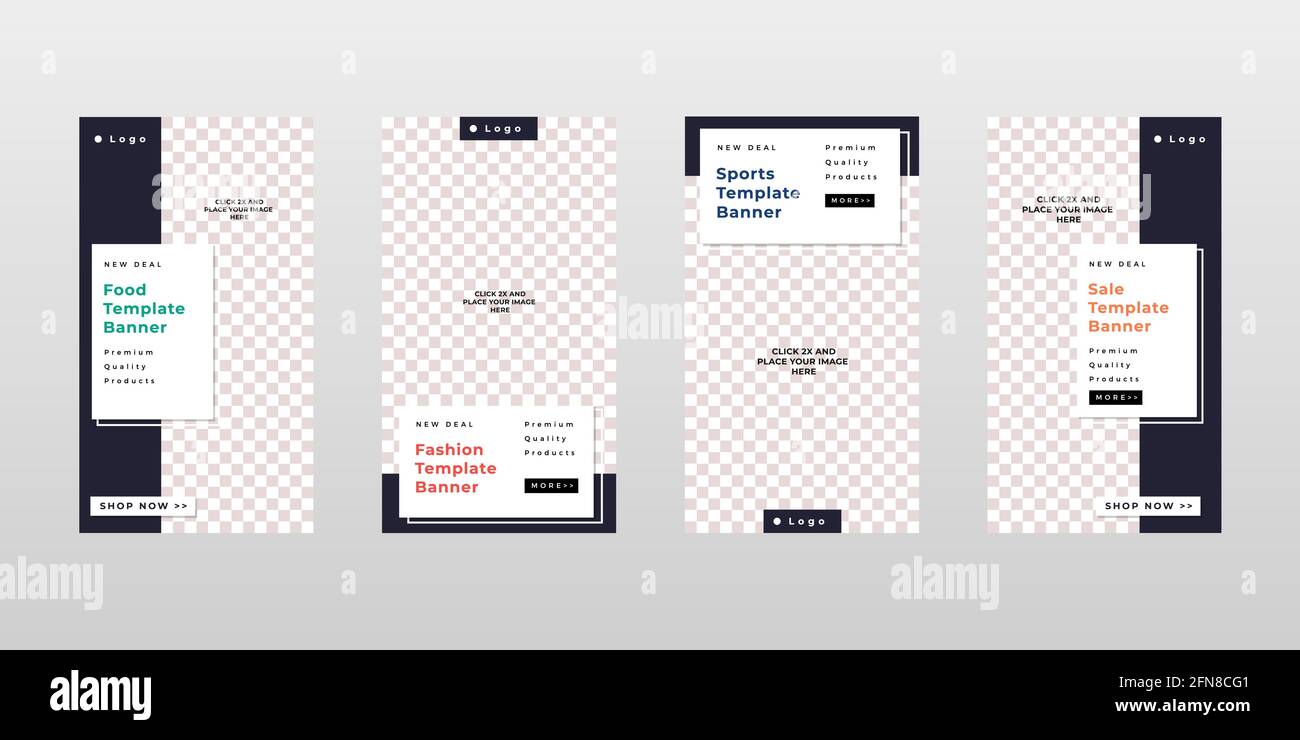 Social Media Stories Banner Templates with image placeholder, Branding ...