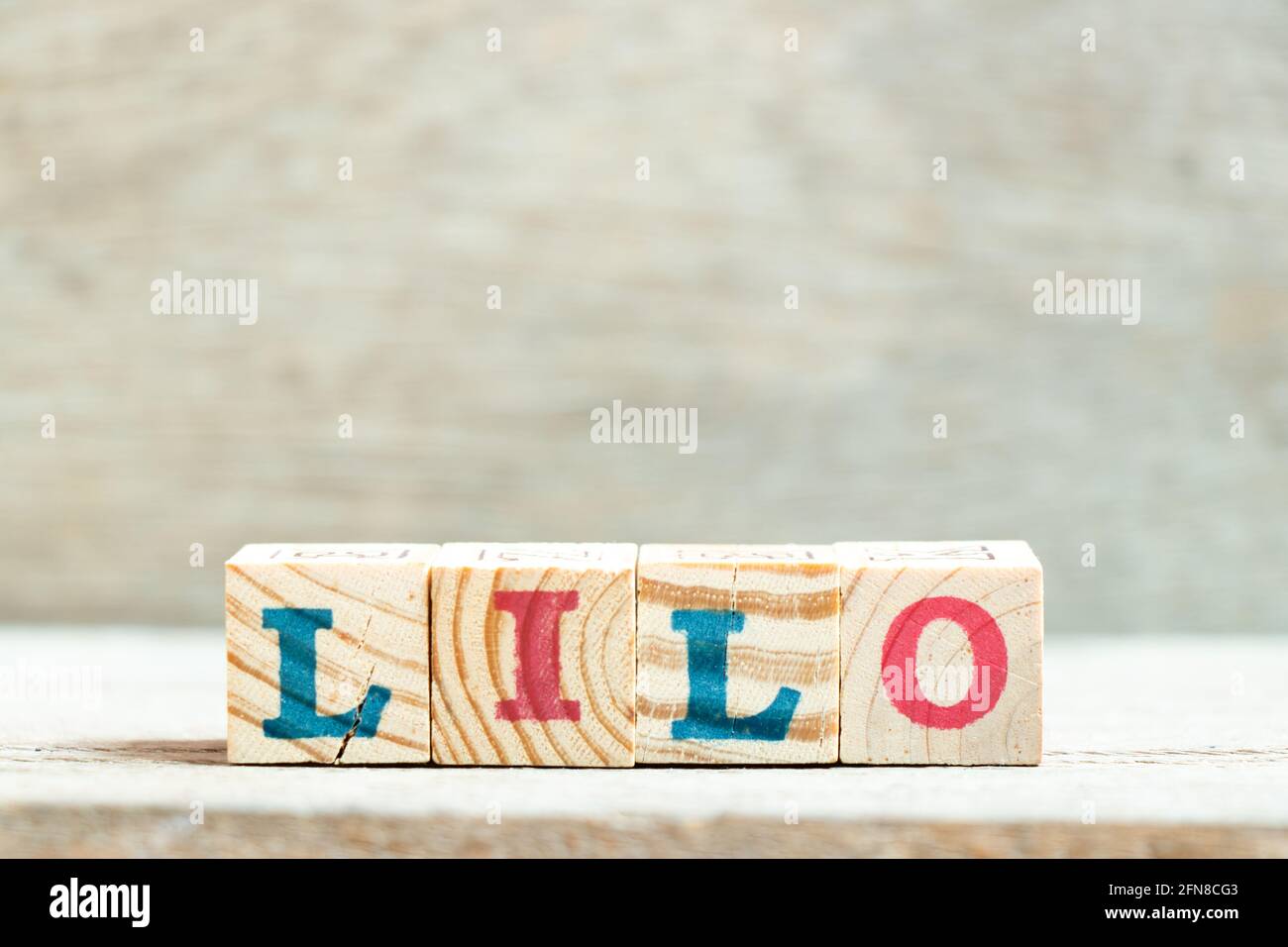 Alphabet letter block in word LILO (abbreviation of last in last out ...