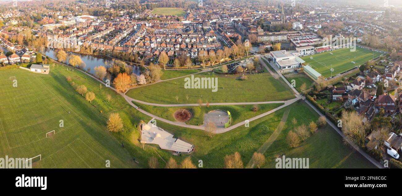 Aerial view of Dorking in the Surrey Hills, UK Stock Photo - Alamy